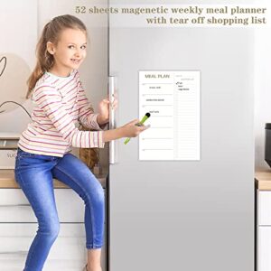 Meal Planner Magnetic for Refrigerator, 7 X 10” Weekly Meal Planning Notepad and Grocery List , Menu Magnet Fridge , 52 Tear Off Sheets