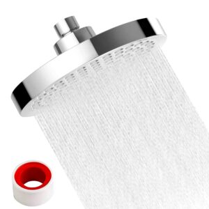 handycondo high pressure shower head 6 inch | showerhead is perfect for homes with low water pressure | leakproof fixed shower heads with angle-adjustable swivel ball -(brushed nickel)