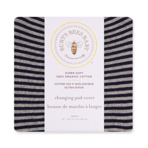 burt's bees baby - changing pad cover, 100% organic cotton changing pad liner for standard 16" x 32" baby changing mats