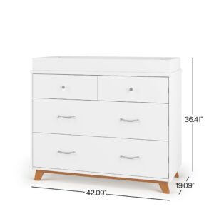 Child Craft SOHO 3 Drawer Dresser with Changing Topper for Nursery or Bedroom, Plenty of Storage, Anti-Tip Kit Included to Prevent Tipping, Non-Toxic, Baby Safe Finish (White/Natural)