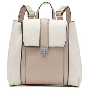 calvin klein sahara flap turnlock backpack, mushroom/mushroom/white