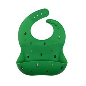 holiday silicone baby bib for feeding (christmas tree green)