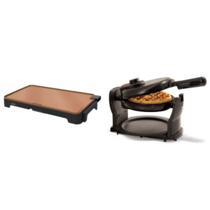 bella xl electric ceramic titanium griddle + bella classic rotating belgian waffle maker