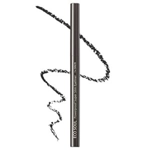 thesaem eco soul powerproof super slim eyeliner - smudge proof gel eyeliner - micro precision tip (2mm) - highly pigmented & long-lasting eye makeup glides on smoothly, 0.1g (bk02 ash black)