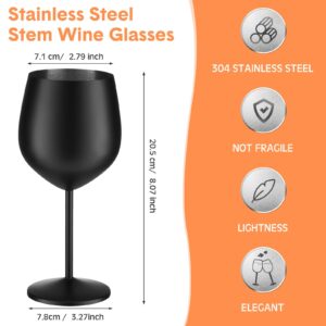 8 Set Stainless Steel Wine Glasses 18 oz Stainless Steel Stem Wine Glasses Unbreakable Black Stainless Steel Wine Goblets Metal Wine Glass for Indoor Outdoor Pool Wedding Anniversary Holiday Party