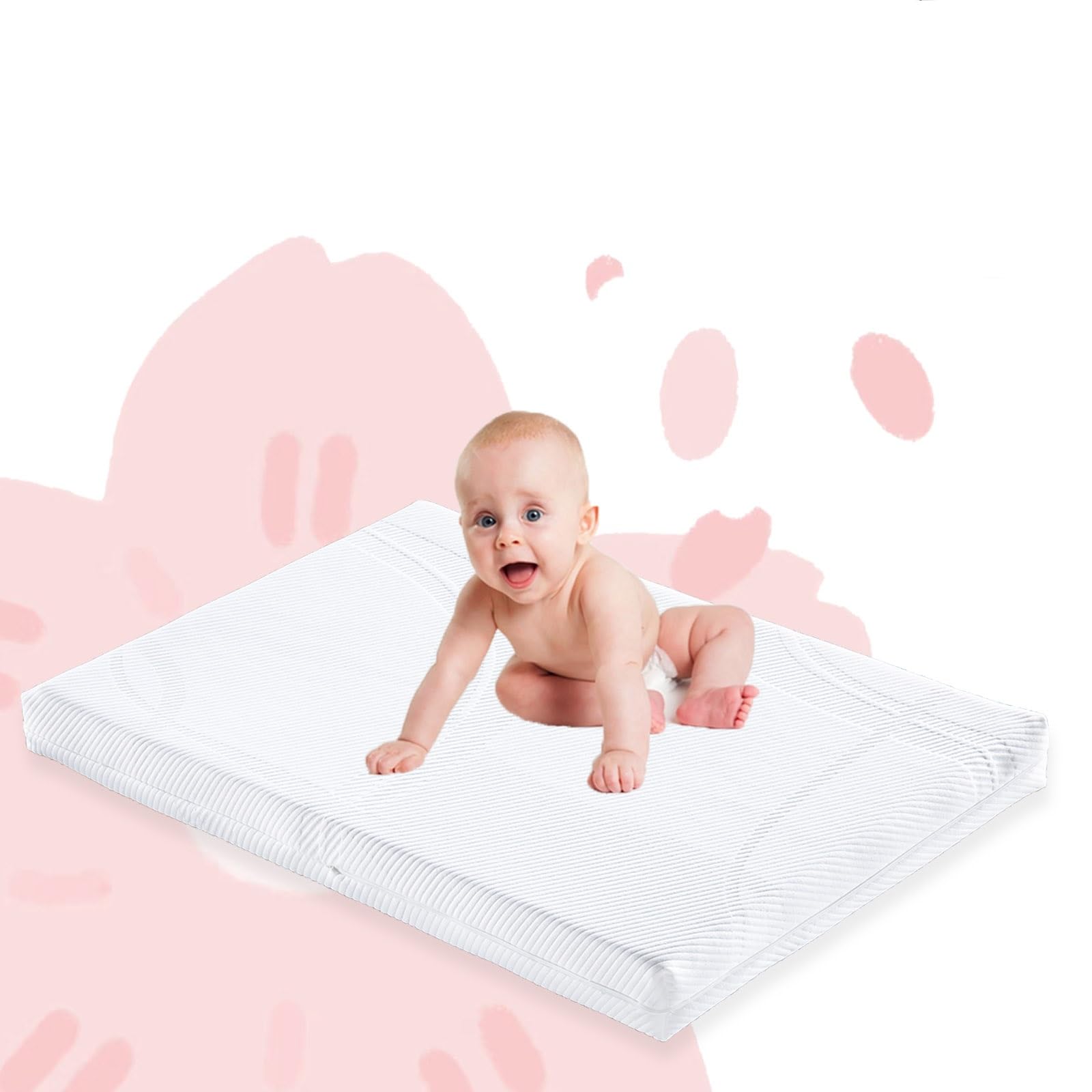 Ustenroya Pack n Play Mattress 38x24x3inch Travel Crib Mattress Portable & Lightweight Baby Mattresses, Removable Washable Cover 1'' Memory Foam & 2'' Foam for Dual Size Use