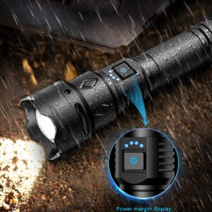 GEKIRO Led Rechargeable Flashlight 900000 High Lumens,XHP160 Super Bright Powerful Flashlights with 5 Lighting Modes,Zoomable,Waterproof Handheld Flashlight for Camping,Emergencies,Hunting