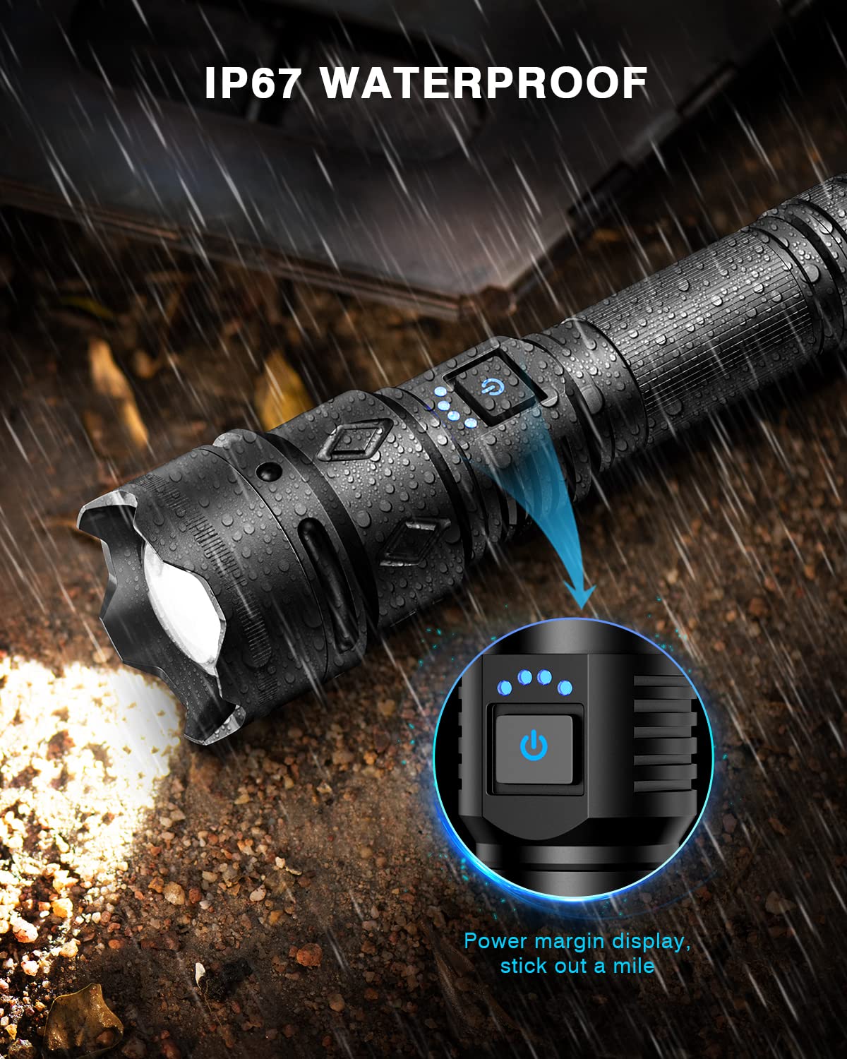 GEKIRO Led Rechargeable Flashlight 900000 High Lumens,XHP160 Super Bright Powerful Flashlights with 5 Lighting Modes,Zoomable,Waterproof Handheld Flashlight for Camping,Emergencies,Hunting