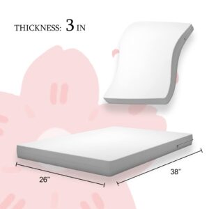 Ustenroya White Pack n Play Mattress 3" Thick Crib Mattress Pad Fit 38 x 26 Play Pen, Lightweight Mini Mattress Nap Mat, Portable Baby Travel Mattresses with Removable, Washable, Mattress Cover