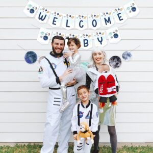 Fangleland Outer Space Baby Shower Banner Garland for Boy, Universe Welcome Baby Banner Decor for Galaxy Planet Themed Party Supplies