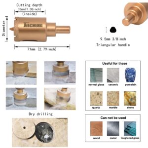 JIECHENG Brazed Diamond 1-1/4 inch Hole Saw with Center Drill Bit for Ceramic,Porcelain,Tile,Glass,Granite Quartz,Marble,Gemstone,Dry Drilling 32mm