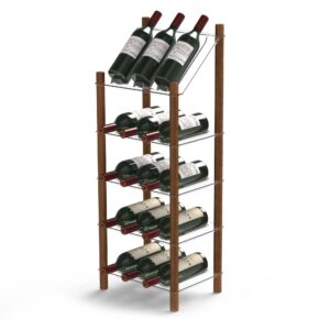 life story mywinebar 15 bottle wine holder wood frame floor storage rack display stand with tilted top shelf and 4 flat display shelves