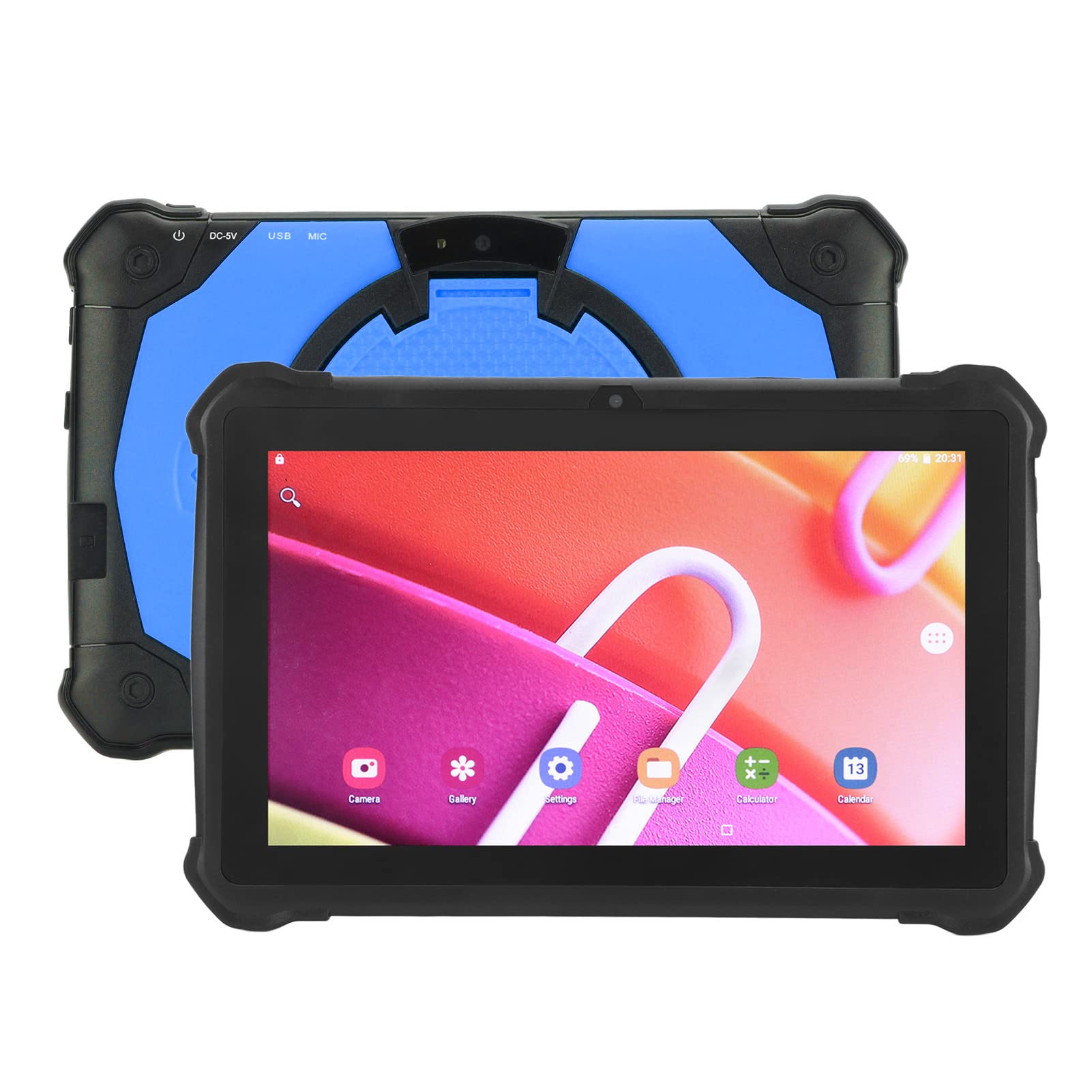 PUSOKEI Kids Tablet, 7in Android Tablet PC, 4GB RAM 32GB ROM, 1080P IPS Touch Screen, 8 Core CPU, 2.4G/5G WiFi, BT, Eye Protection, Dual Camera, Educational, 5000mah Battery(Blue)