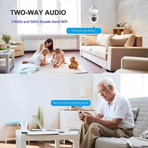 rohxizw 2PCS 3MP Light Bulb Security Camera Wireless Outdoor, 2.4GHz & 5GHz WiFi Indoor Smart Light Socket Cameras for Home Security, 360° Motion Detection and Alerts, 2-Way Audio.