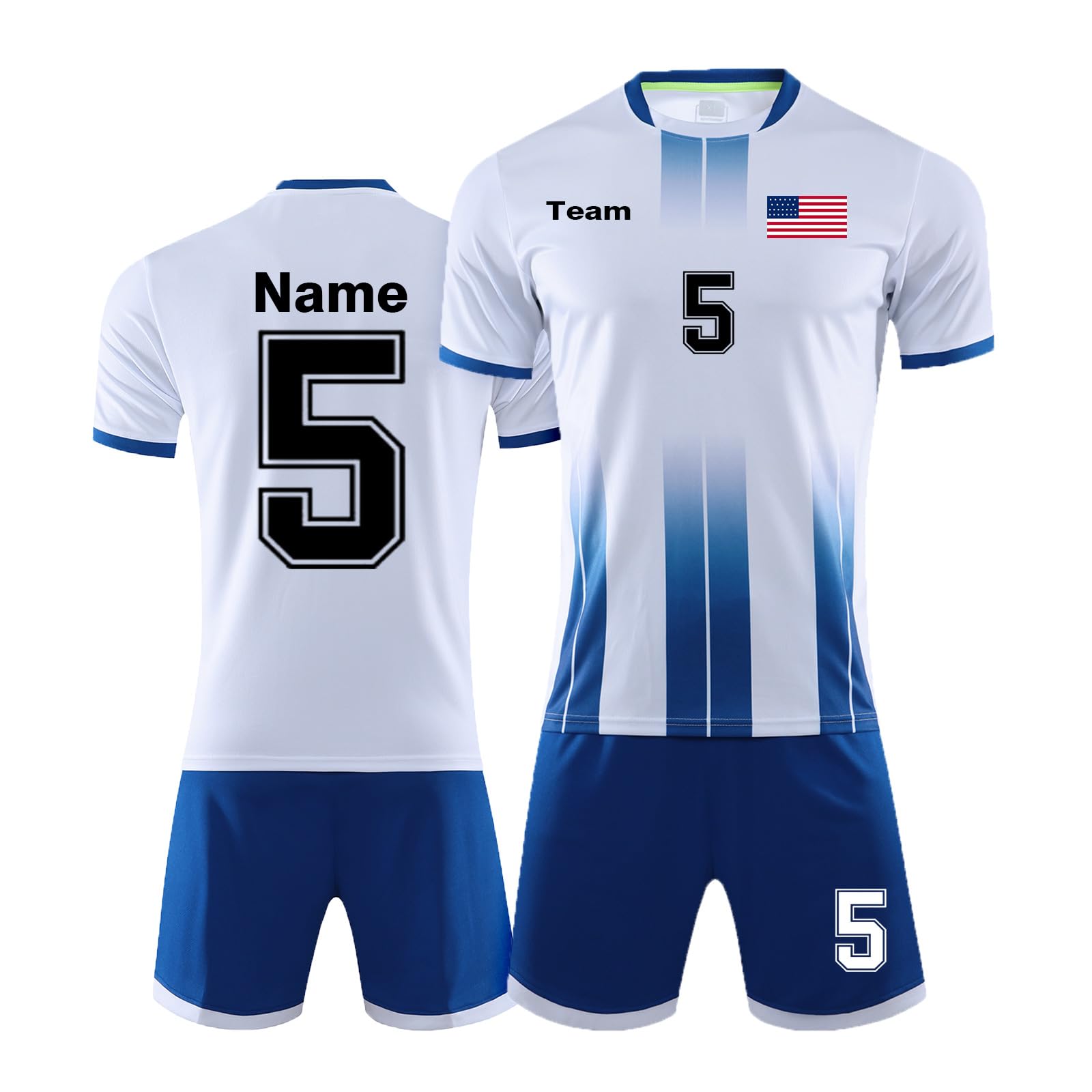 Personalized Soccer Jerseys for Men Women Kids Adults Custom Soccer Shirt and Shorts with Name Number Logo White