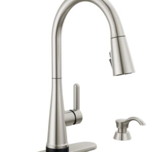 Delta 19826TZ-SPSD-DST Greydon Touch2O Single Handle Pull Down Sprayer Kitchen Faucet with ShieldSpray Technology in SpotShield Stainless Steel (Soap Dispenser and Deck Plate Included)