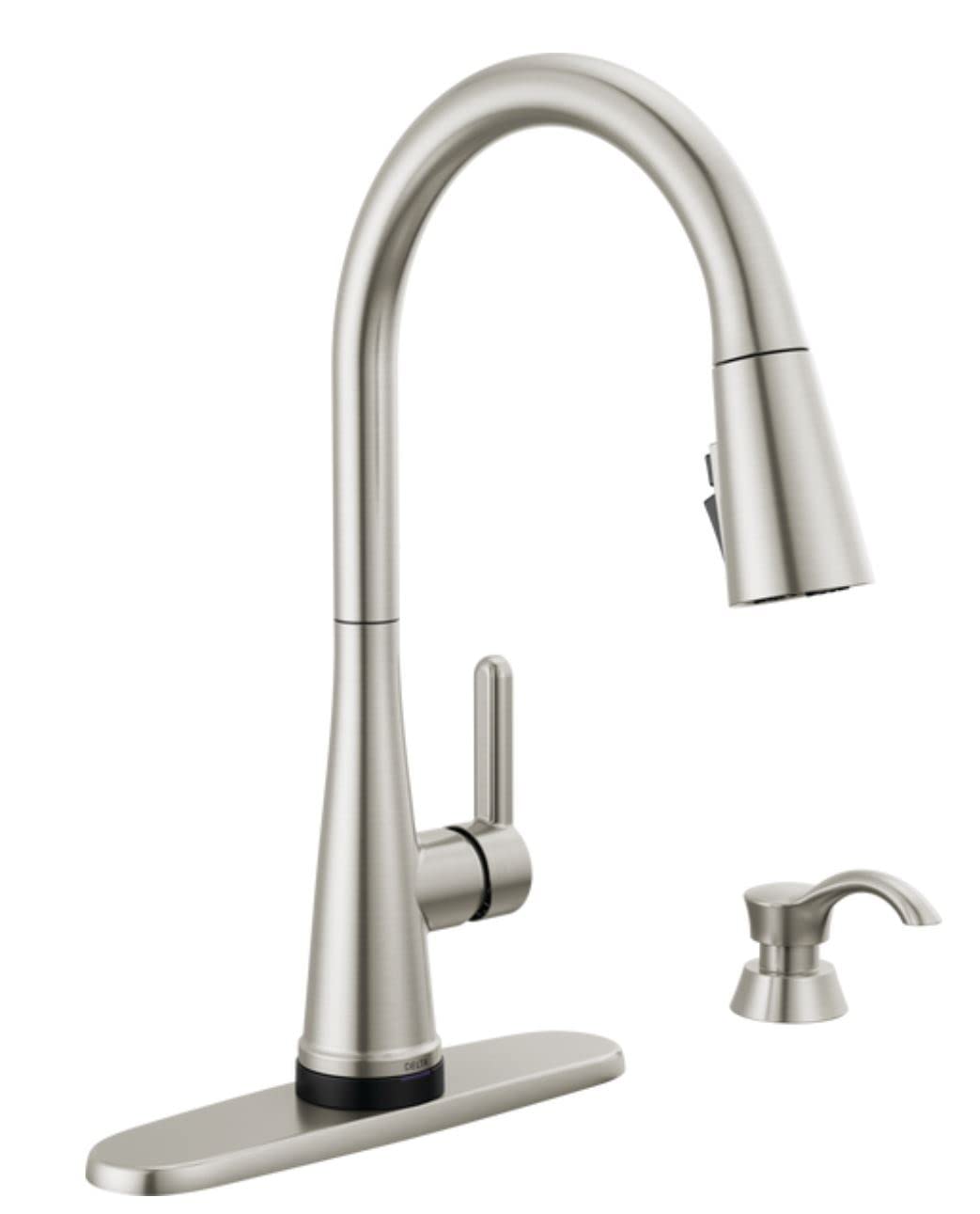 Delta 19826TZ-SPSD-DST Greydon Touch2O Single Handle Pull Down Sprayer Kitchen Faucet with ShieldSpray Technology in SpotShield Stainless Steel (Soap Dispenser and Deck Plate Included)