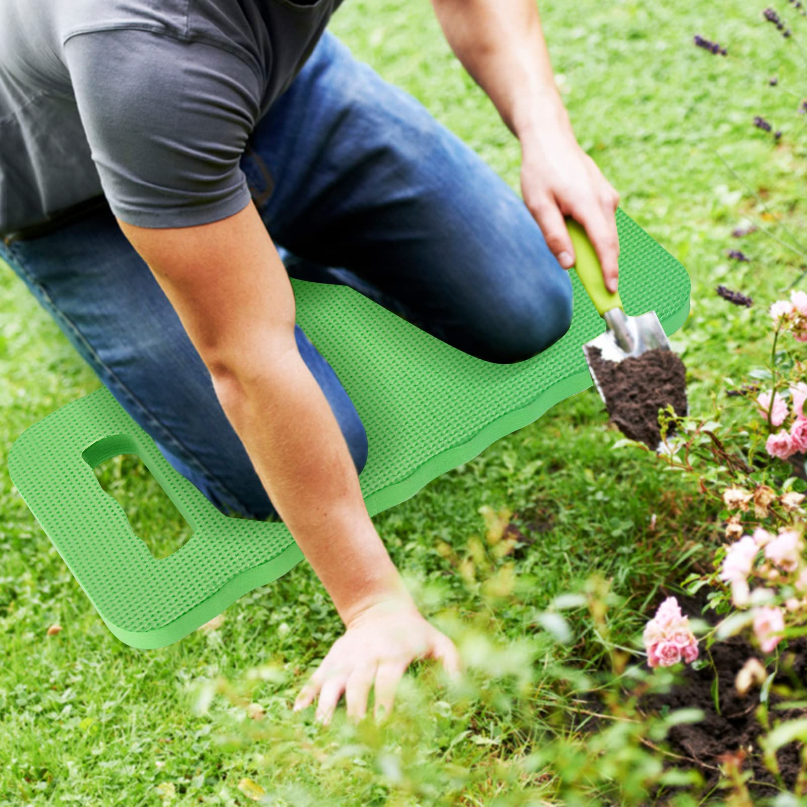 PINGEUI 12 Pack 16 x 8 Inches Green Garden Kneeling Pad, Thick Garden Kneeler Pad Kneeling Mat, Garden Knee Cushion for Gardening Floor Cleaning Yoga Exercise