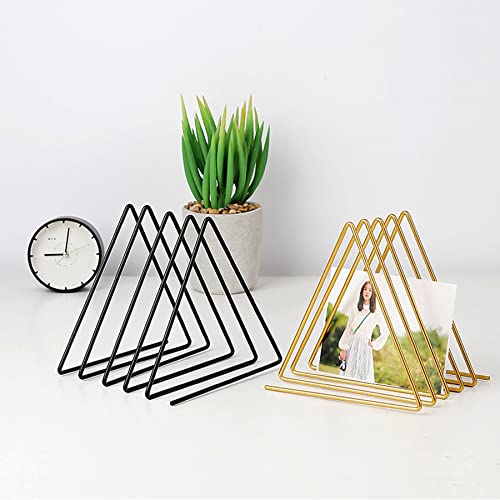 Mantouxixi 2Pcs Book Holder File Holder Stand Magazine Rack File Organizer, Metal Wire Desktop Book Organizer Bookshelf Rack,Adjustable Triangle Display Rack for Decoration Home Office- 4 Slots Black