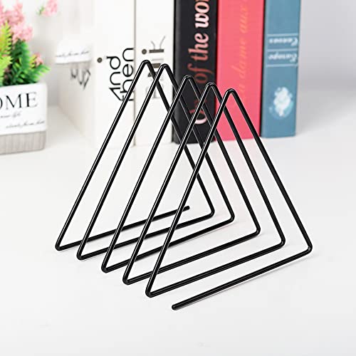 Mantouxixi 2Pcs Book Holder File Holder Stand Magazine Rack File Organizer, Metal Wire Desktop Book Organizer Bookshelf Rack,Adjustable Triangle Display Rack for Decoration Home Office- 4 Slots Black