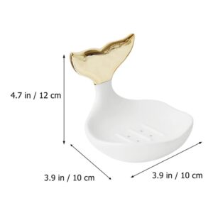 Zerodeko Mermaid Soap Dish Countertop Soap Sponge Dish Vintage Ring Holder Soap Draining Tray Soap Saver Fish Tail Bowl for Kitchen Sink Bathroom