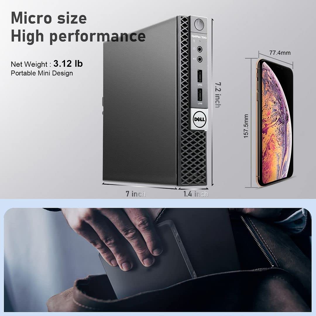 Dell Mini PC Windows 10 Pro, OptiPlex 7040 Mini Computers,i7 6700T Desktop,32GB Ram 1TB M.2 NVMe M.2 SSD Micro PC,AX210 Built-in WiFi 6E,HDMI Dual 4K Monitor Support, HTPC Touch Keyboard (Renewed)