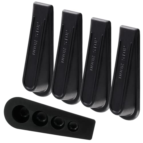 Bivethoi 5 Pack Heavy Duty Door Stopper 0.87", Black Rubber Door Stop Wedge Sturdy Stackable Door Stops for Bottom of Tile, Concrete, Carpet, Wooden Door