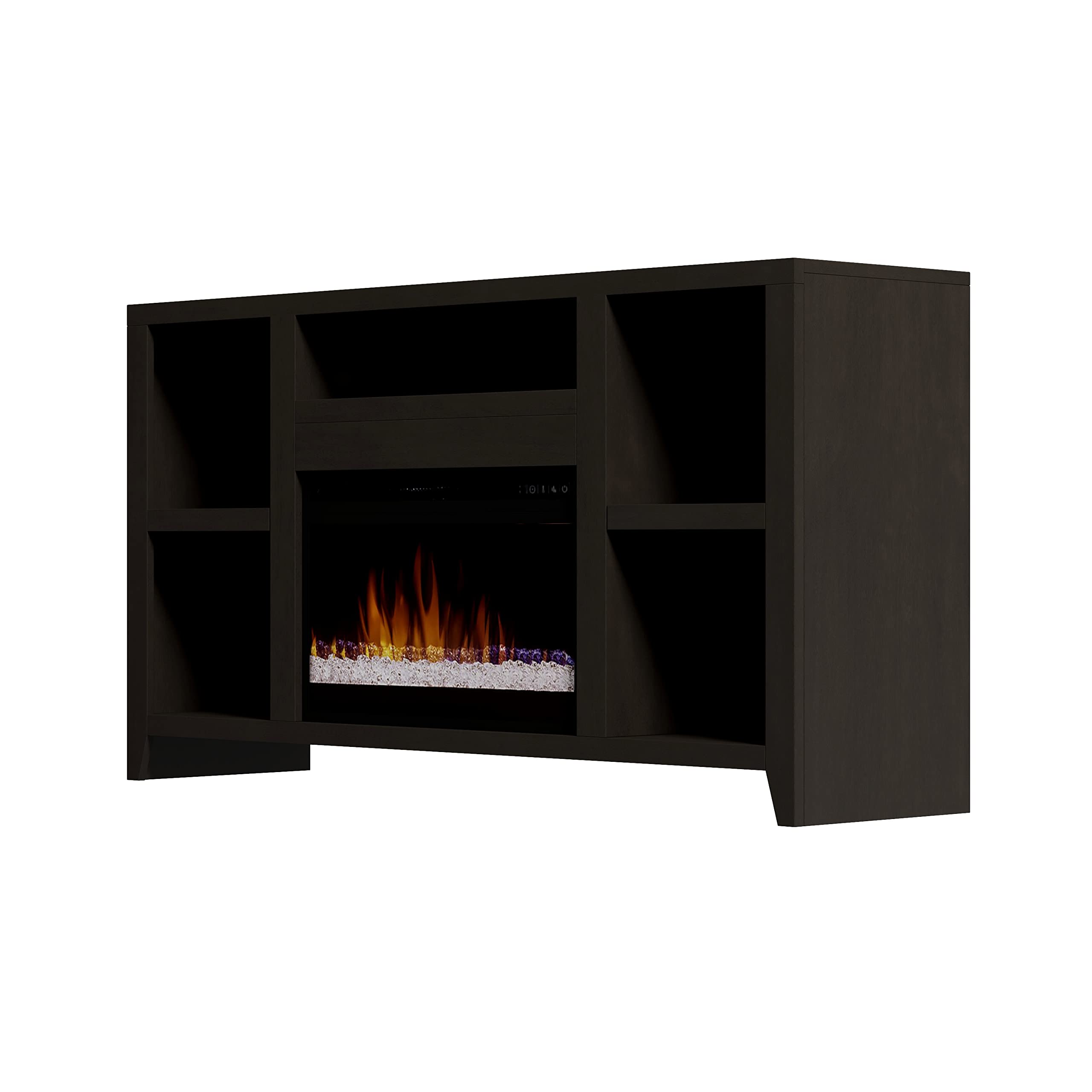 Bridgevine Home Urban Loft Fireplace TV Stand, 62 inches, Accommodates TVs up to 70 inches, Fully Assembled, Poplar Solid Wood, Mocha Finish