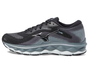 mizuno women's wave sky 7 running shoe, black-silverstar, 8