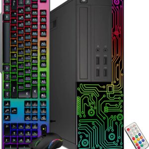 Dell Gaming OptiPlex Desktop RGB Computer PC, Intel Core i5, AMD RX 550 4GB GDDR5, 16GB RAM, 512GB SSD, 24 Inch HDMI Monitor, RGB Keyboard Mouse and Headset, WiFi, Windows 10 Pro (Renewed)