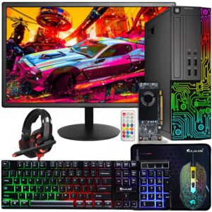 Dell Gaming OptiPlex Desktop RGB Computer PC, Intel Core i7, AMD RX 550 4GB GDDR5, 16GB RAM, 512GB SSD, 24 Inch HDMI Monitor, RGB Keyboard Mouse and Headset, WiFi, Windows 10 Pro (Renewed)