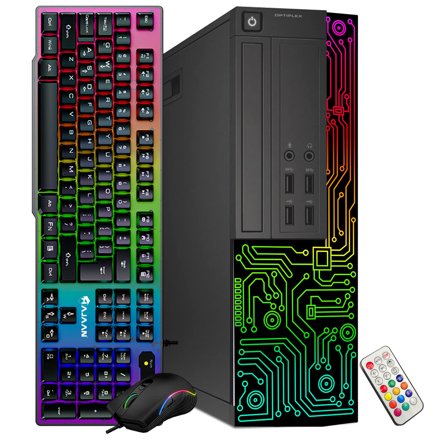 Dell Gaming OptiPlex Desktop RGB Computer PC, Intel Core i7, AMD RX 550 4GB GDDR5, 16GB RAM, 512GB SSD, 24 Inch HDMI Monitor, RGB Keyboard Mouse and Headset, WiFi, Windows 10 Pro (Renewed)