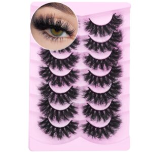 mink lashes fluffy eyelashes mink wispy dramatic false eyelashes thick volume 6d effect lashes c curl 20mm long fake eyelashes pack by phkerata, 7 pairs