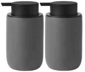 foaming soap dispenser thick ceramic foam hand soap dispenser for bathroom or kitchen sink, liquid pump bottles for hand soap, body wash, 2 pack grey