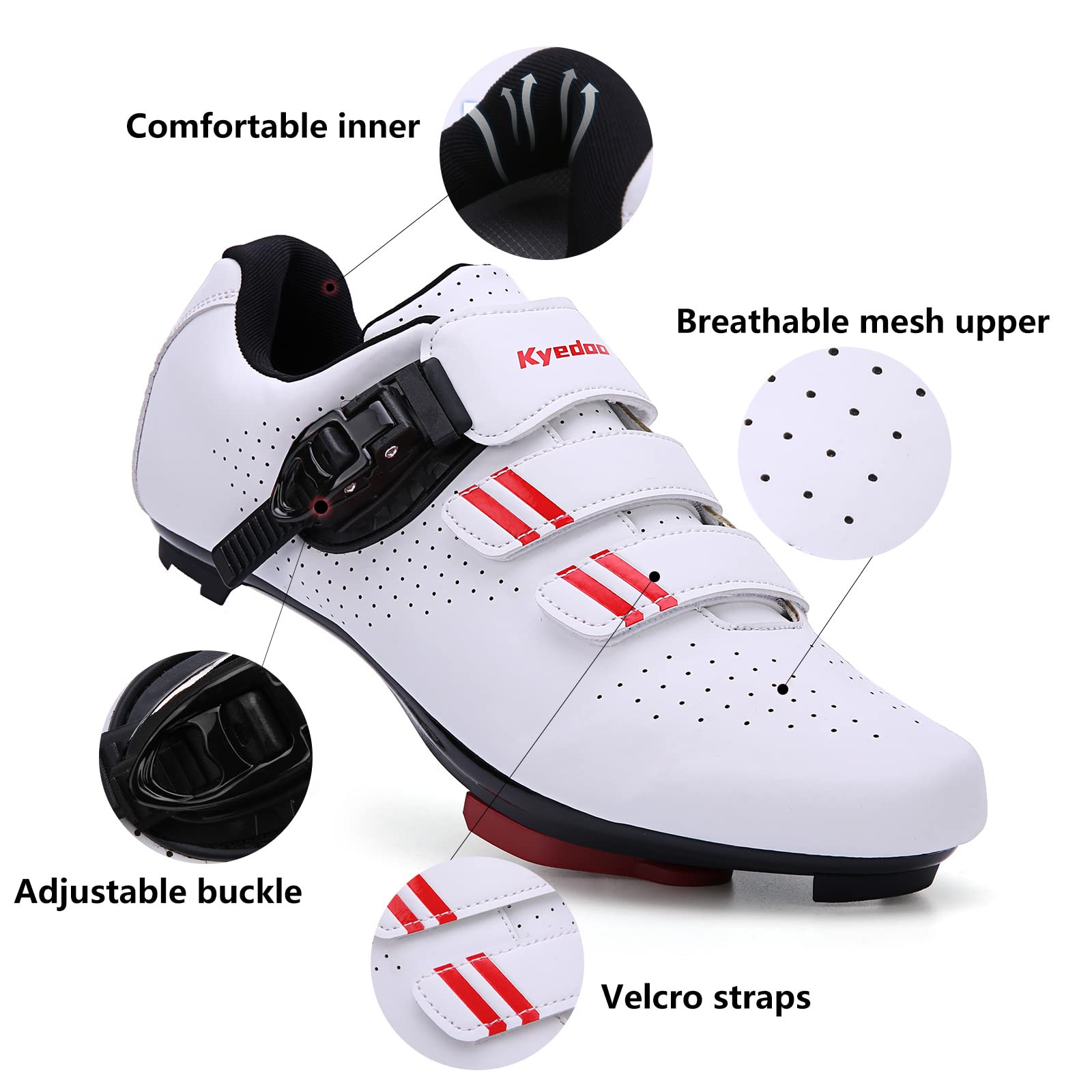 Mens Womens Cycling Shoes Compatible with Pelaton Bike Shoes Road Bike Shoes Riding Bicycle Pre-Installed with Delta Cleats Clip Indoor Outdoor Pedal Size 7 White