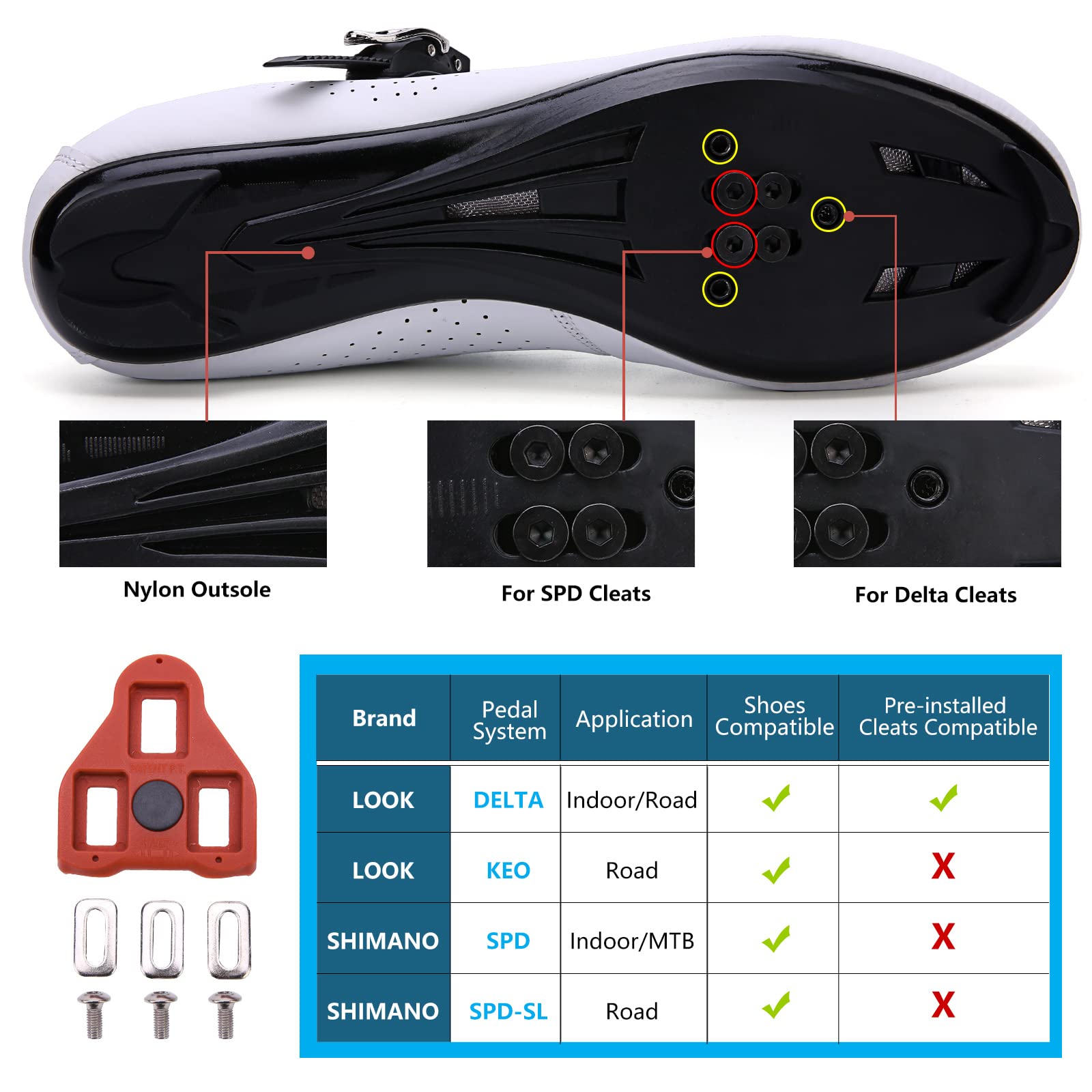 Mens Womens Cycling Shoes Compatible with Pelaton Bike Shoes Road Bike Shoes Riding Bicycle Pre-Installed with Delta Cleats Clip Indoor Outdoor Pedal Size 7 White