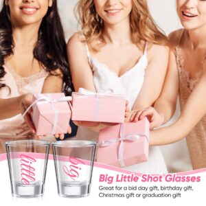 Lounsweer 2 Pcs Sorority Big Little Shot Glasses with Thick Base Big Little Sorority Gifts 2 oz Tequila Shot Glasses Mini Glass Cups Clear Shot Glass for Big Sister Little Sister Glassware(Pink)