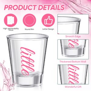 Lounsweer 2 Pcs Sorority Big Little Shot Glasses with Thick Base Big Little Sorority Gifts 2 oz Tequila Shot Glasses Mini Glass Cups Clear Shot Glass for Big Sister Little Sister Glassware(Pink)