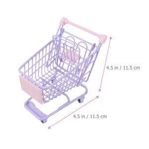 Toddmomy 1pcs Mini Supermarket Handcart,Mini Metal Shopping Cart Supermarket Handcart Shopping Utility Cart Storage Toy Holder,Purple