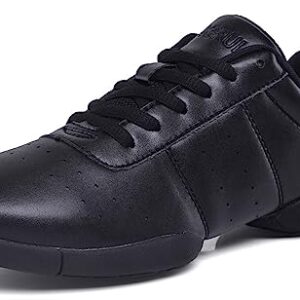 WUIWUIYU Boys Girls Women's Lace Up Aerobics Gymnastics School Cheerleading Dance Sport Shoes Training Sneakers Black Size 13.5