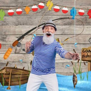 Avezano Rustic Wood Gone Fishing Backdrop for Birthday Party O Fish Ally Kids Baby Shower Photography Background Retirement Fisherman Party Decor Banner Supplies Photo Studio Props 7x5ft