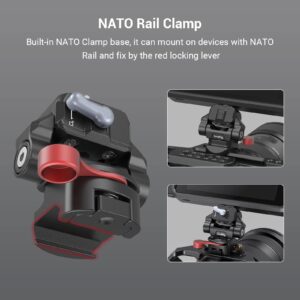 SmallRig Quick Release Camera Monitor Mount with NATO Clamp, Supports Swivel 360° and Tilt 150° Adjustable, Drop-in HawkLock Camera NATO Rail Monitor Holder for 5" & 7" Monitor - 3601C