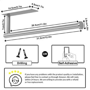 Paper Towel Holder - Self-Adhesive or Drilling, Brushed Nickel Wall Mounted Paper Towel Rack for Kitchen, SUS304 Stainless Steel Kitchen Roll Holder Under Cabinet