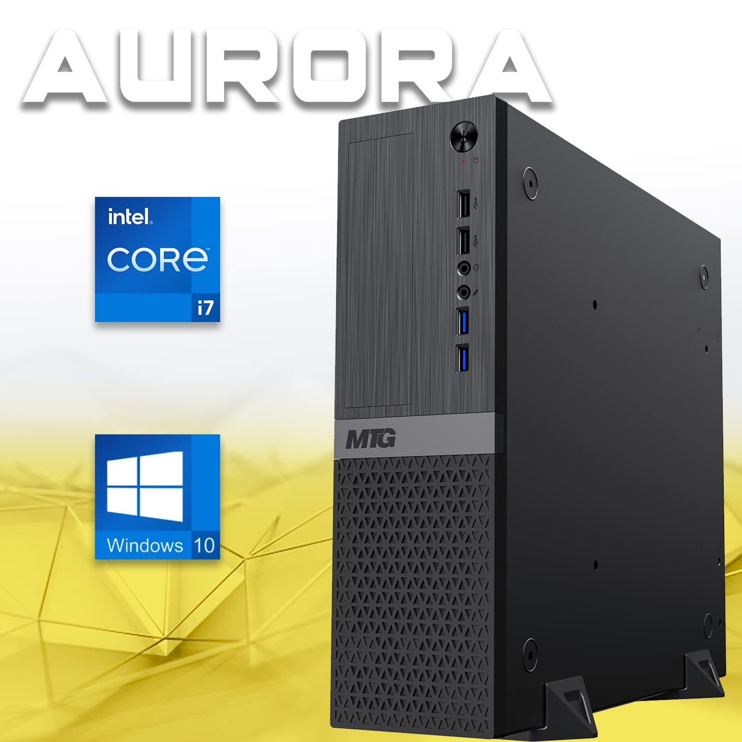 Computer Desktop PC MTG Aurora - Intel Core i7 4th Gen, 8GB Ram DDR4, 256GB Nvme, MTG Wireless Ergonomic Keyboard Mouse, RGB Headphone, Webcam, Win 10 Home