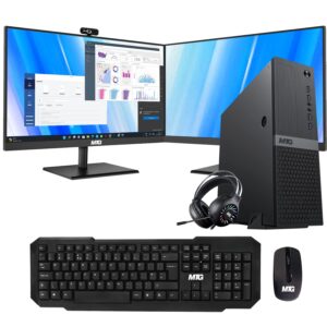 computer desktop pc mtg aurora - intel core i7 4th gen, 8gb ram ddr4, 256gb nvme, mtg dual 22 inch monitor, mtg wireless keyboard mouse, rgb headphone, webcam, win 10 home