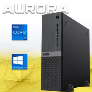 Computer Desktop PC MTG Aurora - Intel Core i7 4th Gen, 8GB Ram DDR4, 256GB Nvme, MTG Dual 22 Inch Monitor, MTG Wireless Keyboard Mouse, RGB Headphone, Webcam, Win 10 Home