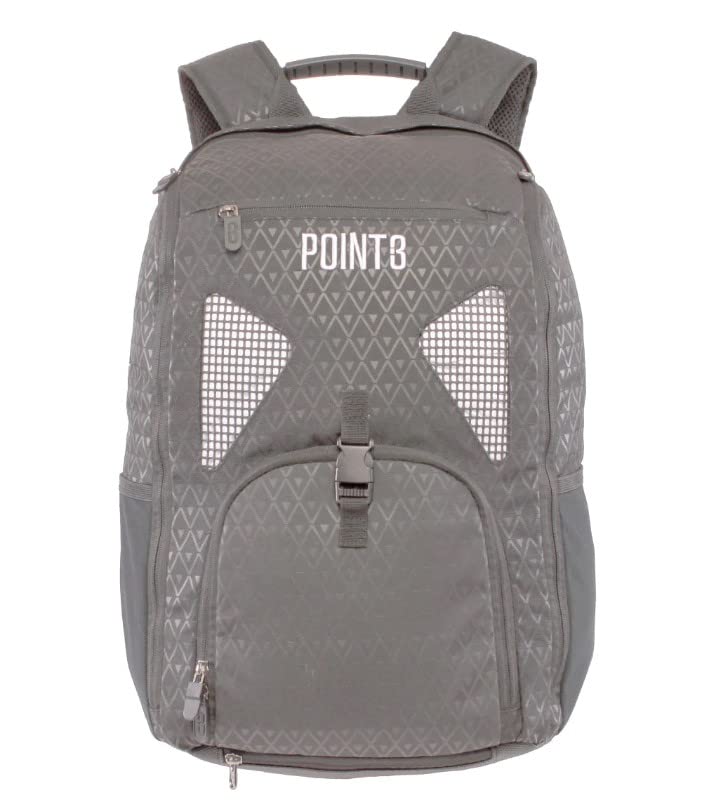 POINT3 New Road Trip Tech Backpack - Basketball Backpack with Waterproof Laptop Sleeve - Every Compartment You Need for Ball, Gear, Shoes, Books & Laptops - Grey