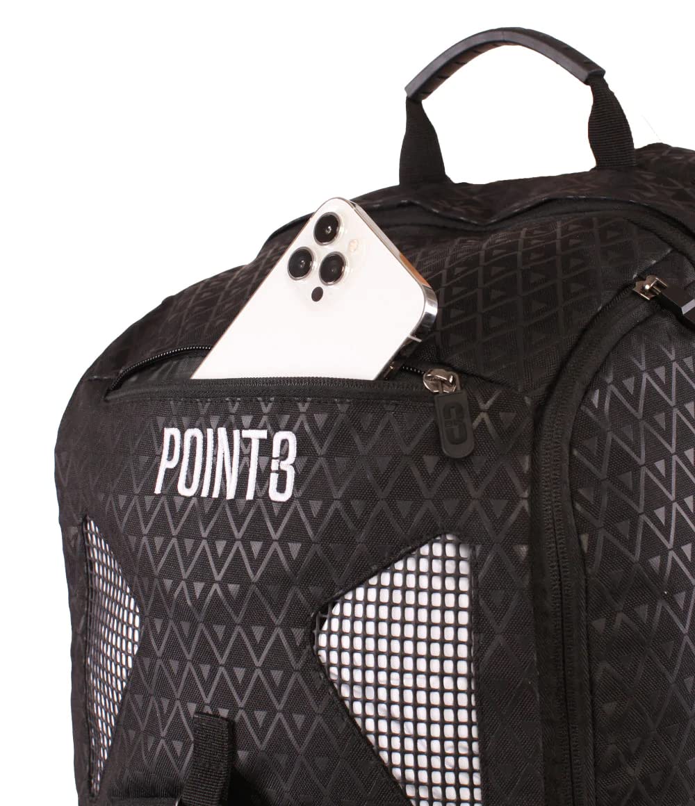 POINT3 New Road Trip Tech Backpack - Basketball Backpack with Waterproof Laptop Sleeve - Every Compartment You Need for Ball, Gear, Shoes, Books & Laptops - Grey