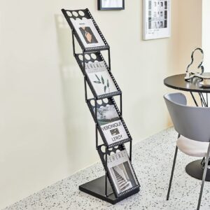 LIWSHWZ Foldable Brochure Display Stand Magazine Catalog Literature Rack Portable 4 Pockets for Trade Show Exhibitions Office with Carrying Bag