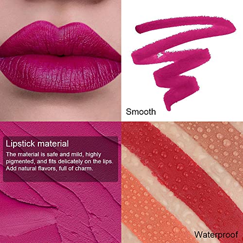 evpct 8Pcs Dark Ruby Red Plum Purple Wine Nude Beige Brown Matte Lipstick and Lip Crayon Liner Pencil Pen Set for Women labial labiales mate magicos 24 horas originales pintalabios permanente 24 horas